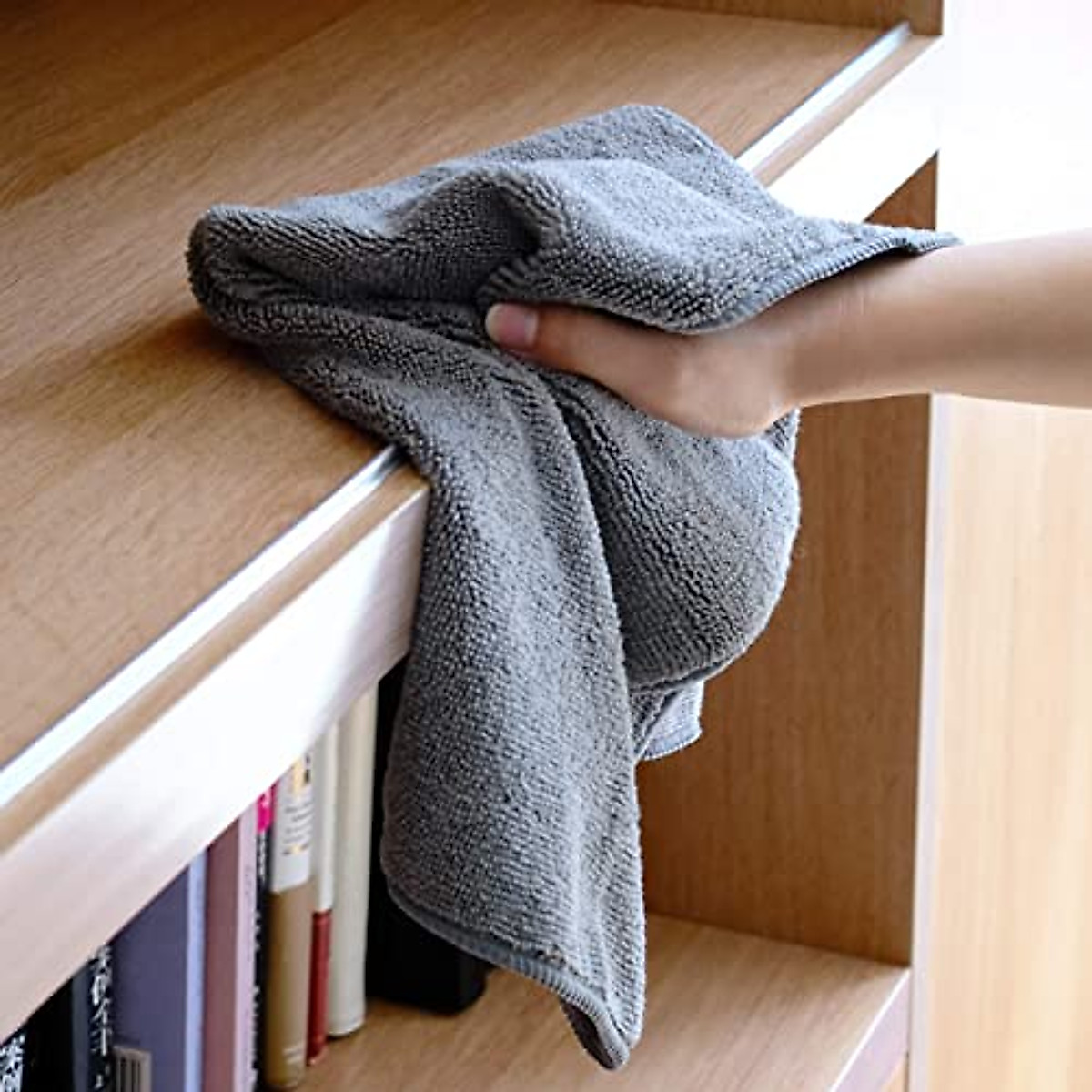 ProHomTex Microfiber Cleaning Towels, Set of 24, for House, Office & Auto, Dark Grey & Dark Blue (16" x 16")