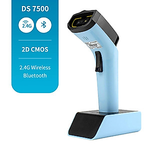 NETUM Bluetooth Wireless 2D Barcode Scanner Automatic, Hands Free Barcode Reader with Charging Cradle and Built-in Memory, Fast and Precise scanning, Transfers Up to 50 Meters - DS7500