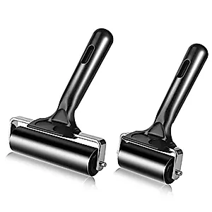 2Pcs Rubber Roller Brayer Rollers Hard Rubber 4 and 2.2 Inch for Printmaking (Black) by HRLORKC…