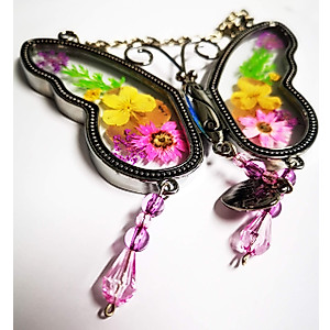 KOLIN Mom Butterfly Mother Suncatcher with Pressed Flower Wings - Butterfly Suncatcher - Mom Gifts Gift for Mother's Day