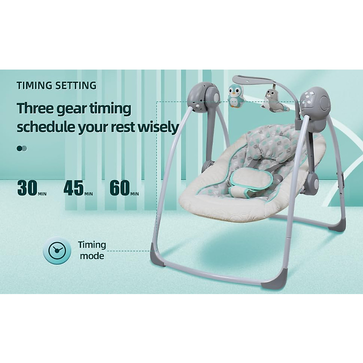 Vannetgo Comfort Portable Swing,Comfort Baby Rocking Chair with Soothing Music，Foldable,Bionic Design, Baby Rests Peacefully (WTY25122)