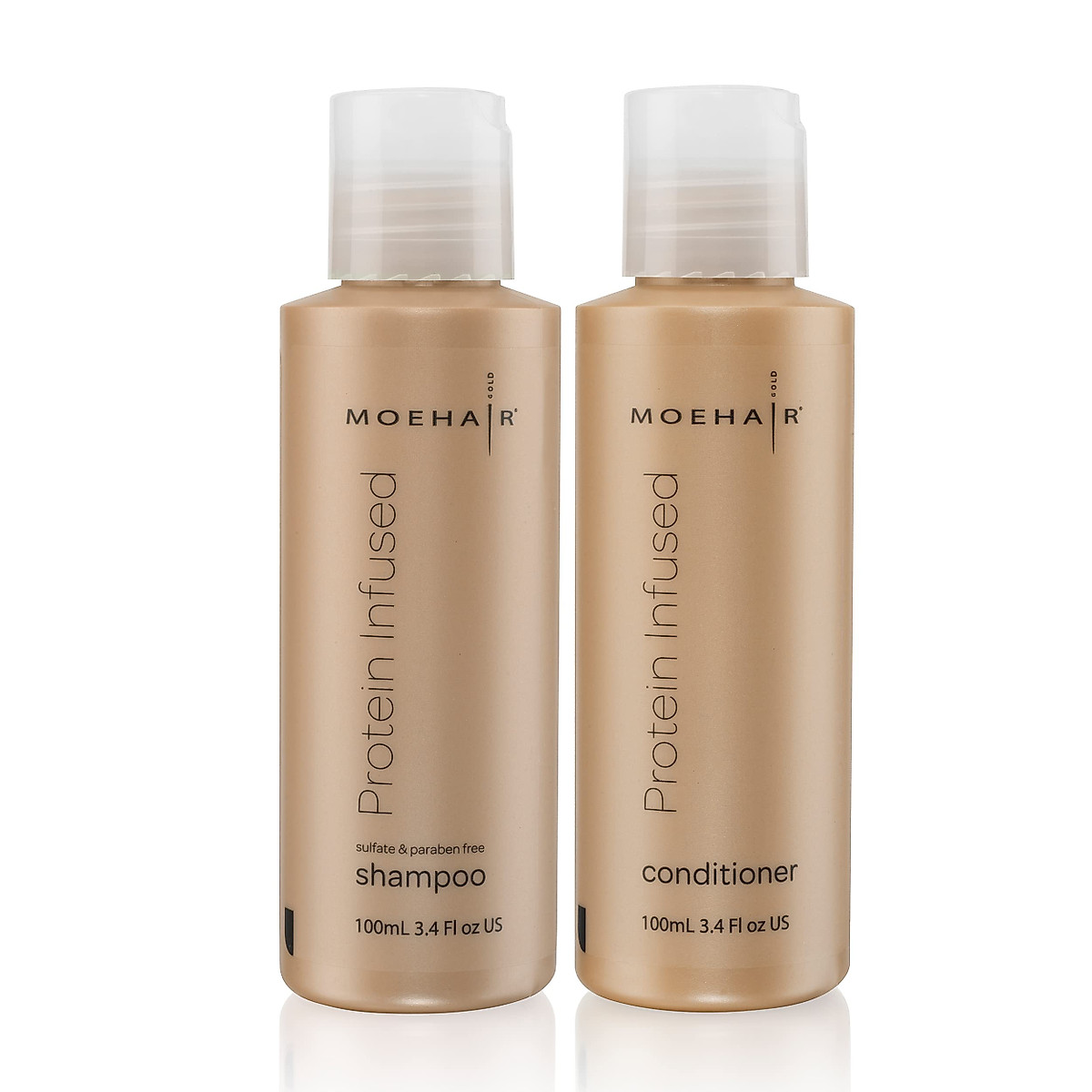 MOEHAIR Travel Protein Infused Shampoo and Conditioner set 3.4 Fl Oz For Dry, Frizzy and Chemically Treated Hair, Reduces Frizz and Dullness, Adds Shine (Combo_Protein_3.4 Fl Oz-101)