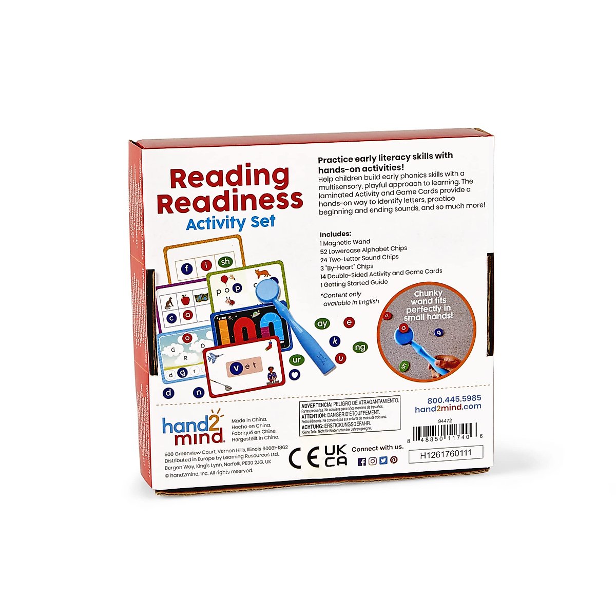 hand2mind Reading Readiness Activity Set, Magnetic Wands and Chip Set, Learn to Spell for Kids, Spelling Toys, CVC Words for Kindergarten, Learning Letters, Science of Reading Manipulatives