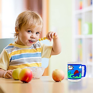 F-32 12 Oz Kids Stainless Steel Mug With Slider Closure Lid - Eco-Friendly - BPA Free Signature Collection (Dinosaur Blue)