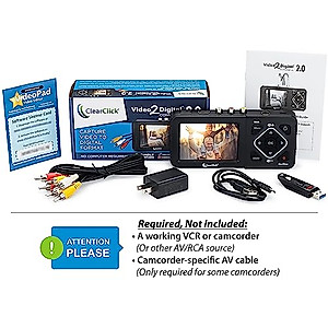 ClearClick Video to Digital Converter 2.0 (Second Generation) - Record Video from VCR's, VHS Tapes, AV, RCA, Hi8, Camcorder, DVD, Gaming Systems (Bundle Edition)