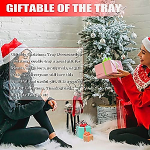 Krismax Christmas Decorations for Home 2023 Christmas Serving Tray with Handles Christmas Decorative Tray Coffee Table Serving Platter Thanksgiving Tray - Snowman Serving Tray(Red)