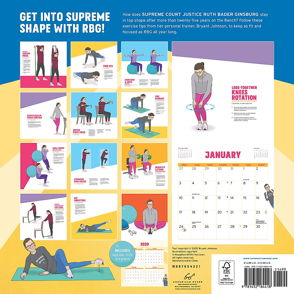 RBG Workout 2021 Wall Calendar: (Ruth Bader Ginsburg Women's Exercise 12-Month Calendar, Monthly Calendar to Work Out with a Supreme Court Justice)