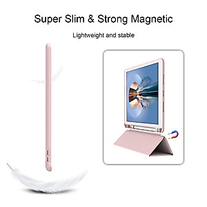 Divufus Case for iPad 10.2 2021/2020/2019, Smart Lightweight Trifold Stand Cover, Auto Sleep/Wake Soft TPU Pencil Holder Case for iPad 10.2 inch 9th/8th/7th Generation - Pink