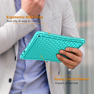 Fintie Silicone Case for Fire HD 10 and Fire HD 10 Plus Tablet (Only Compatible with 11th Generation 2021 Release) - [Honey Comb] Light Weight Shock Proof Back Cover, Mint Green