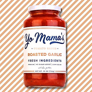 Yo Mama's Foods Keto Roasted Garlic Pasta Sauce - Pack of (2) - Vegan, No Sugar Added, Low Carb, Low Sodium, Gluten Free, Paleo Friendly, and Made with Fresh Non-GMO Tomatoes!