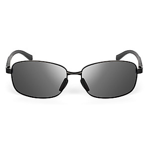 Atx Opitcal XXL extra large Rectangular Oversized Polarized Sunglasses for big wide heads 150mm metal frame (black, black)