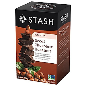 Stash Tea Decaf Chocolate Hazelnut Black Tea - Decaf, Non-GMO Project Verified Premium Tea with No Artificial Ingredients, 18 Count (Pack of 6) - 108 Bags Total