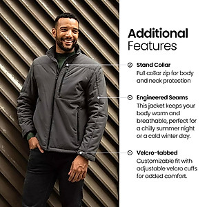 Weatherproof Midweight Softshell Jackets for Men - Water Resistant Zip-Up Men's Jacket with Stand Collar, Lightweight Windbreaker for Winter & Outdoor Activities, Black Medium