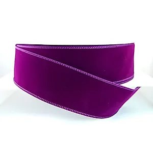 Wired Edges Deep Puprle Velvet Christmas Ribbon 2 1/2" #40-50 Yards