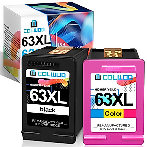 COLWOD High-Yield Remanufactured 63XL Ink Cartridge Replacement for HP 63 63 XL use with HP OfficeJet 3830 4650 5255 5258 Envy 4520 4512 DeskJet 1112 1110 3630 3632 3634 Printer (1 Black 1 Tri-Color)