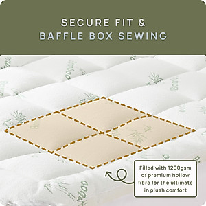 Cooling Mattress Topper - Queen Size | Plush Pad Mattress Topper for Back Pain Relief, 8-21" Deep Pocket | Viscose Made from Bamboo Pillow Top | Bedroom Essentials