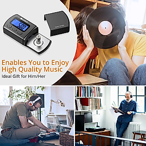 Neoteck Digital Turntable Stylus Force Scale Gauge + Vinyl Record Cleaner 0.01g/5.00g Blue LCD Backlight for Tonearm Phono Cartridge