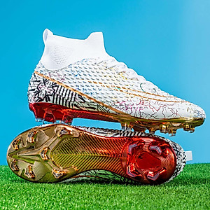 Dennger Boys Girls Soccer Cleats Kids Outdoor Indoor Football Trainning Shoes Athletic Turf Cleats Sneaker Shoes