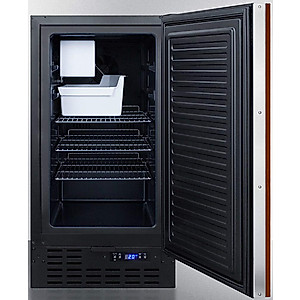 Summit Appliance BIM18IFADA 18" Wide ADA Compliant Built-in Undercounter Frost-Free Crescent Icemaker for Built-in or Freestanding Use with Panel-Ready Door and Black Cabinet