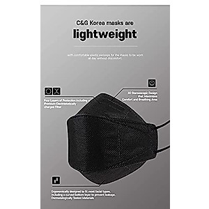C&G Korea Masks [5 Pc] Disposable Black KF94 Certified C&G Korea Face Masks, 5 Count (Pack of 1)