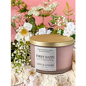 Romantic Candles | Valentines Candle | Luxury Soy & Beeswax Candles for Home | 16 oz. Large Jar 3 Wick Candle | Love Candle | Candle Gift | Engagement Candle