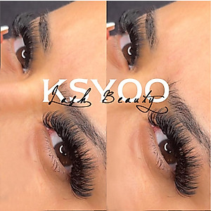 KSYOO D Curl 12-20mm Long Fluffy Mink Lashes, Clear Band Faux Mink Dramatic Curl Lashes that Look Like Lash Extension,Big Wispy Thick Volume strips lashes-5 Pairs (Clear Band V2)