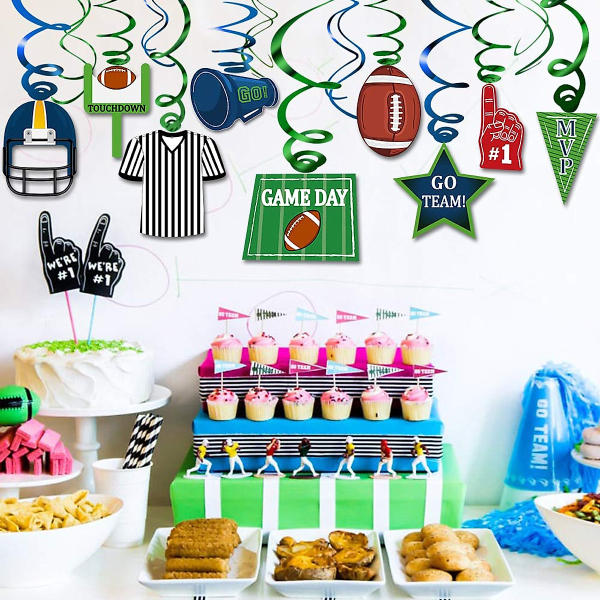 36Ct Football Hanging Swirl Decorations Super Bowl Game Day Decorations,Sport Game Day Party Supplies