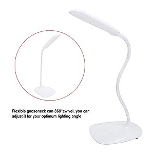 Haofy LED Desk Lamp with Flexible Gooseneck, USB Table Lamp with 3 Level Brightness Bedside Reading Light Touch Switch Dimmable Reading Studying Light