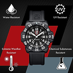 Genuine Luminox Watch Bands FPX.3050.20Q.2.K - Strap Replacement 23 mm Black Rubber Strap with Steel Buckle for Navy SEALs Series 3050