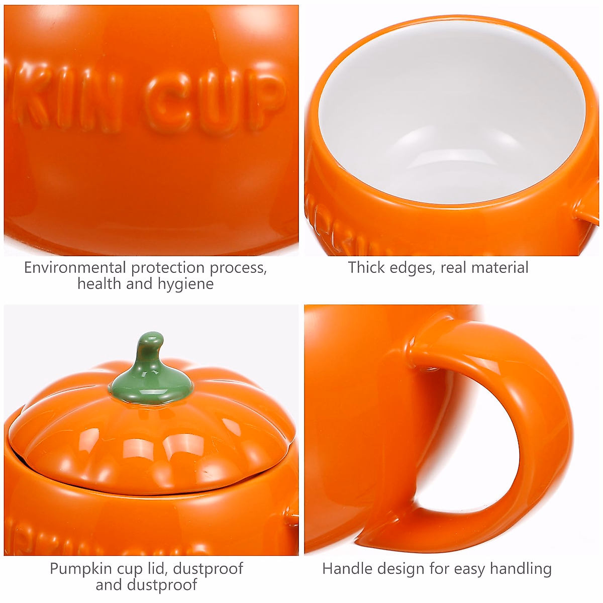 Luxshiny 2 Pcs Pumpkin Ceramic Soup Bowl Porcelain Pumpkin Shape Sugar Dessert Bowl with Lid Ceramic Dinnerware for Halloween