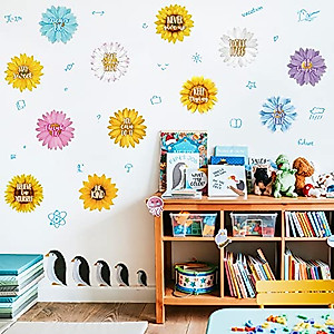 36 Pieces Sun Flower Spring Cutouts with Growth Mindset Bulletin Board Springtime Confetti Positive Sayings Accents Motivational Inspirational Quote Cards for Classroom School (Fresh Color)
