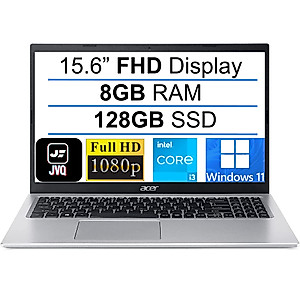 acer 2023 Newest Aspire 5 Slim 15.6" FHD Laptop, 11th Gen Intel Core i3-1115G4(Up to 4.1GHz,Beat i5-7200U), 8GB DDR4 RAM, 128GB SSD, WiFi 6, USB-C, Webcam, HDMI, Windows 11S+JVQ MP