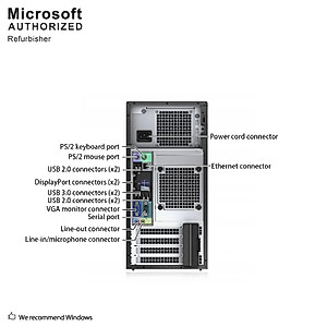 Dell OptiPlex XE2 Tower Desktop Computer PC, Intel Quad Core i5-4570S up to 3.6GHz, 32G DDR3, 256G SSD+2T, DVD, WiFi, BT, 4K Support, DP, VGA, Windows 10 Pro 64 English/Spanish/French (Renewed)