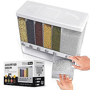 Dry Food Dispenser Cereal Container-Rice Dispenser 22 Pounds Pantry & Kitchen Storage Bucket (White)