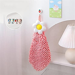 NGUMMS Chenille Hand Towel,Hanging Kitchen Towels,Kids Hand Towels Kitchen Hanging Hand Towels,Quick Dry Flower Towels Funny Cartoon Hand Towel for Kitchen, Absorbent Thick Hand Towel