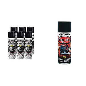 Rust-Oleum 248656 Professional Grade Undercoating Spray, 15 Ounce (Pack of 6), Black, 90 Ounce & 248903 12-Ounce 2000 Degree, Flat Black Automotive High Heat Spray Paint, 12 Ounce (Pack of 1)