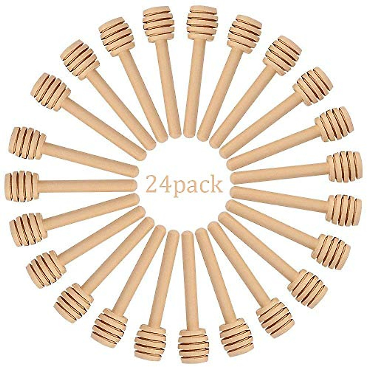 Creative Hobbies® 24 Pack of Mini 3 Inch Wood Honey Dipper Sticks, Server for Honey Jar Dispense Drizzle Honey, Wedding Party Favors