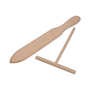 DS. DISTINCTIVE STYLE Crepe Spreader and Crepe Spatula Kit Set of 2 Crepe Tools Wooden Spatula and 4.7-inch T-shaped Tool