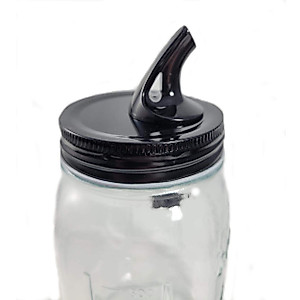 AmeriPour Black - Mason Jar Pour Spout - Regular Mouth - For Moonshine And Whiskey - Made 100% In The USA. Free Flow Mason Jar Spouts That Don't Leak. No Cracks, Just A Perfect Pour Everytime. 2 Pack