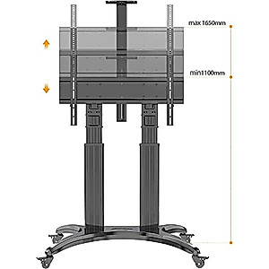 NB North Bayou Heavy Duty Aluminum Mobile TV Cart for 65-85 Inch Flat Screens, Rolling TV Stand with Load Capacity up to 125lbs AVF1800-70-1P(Black)
