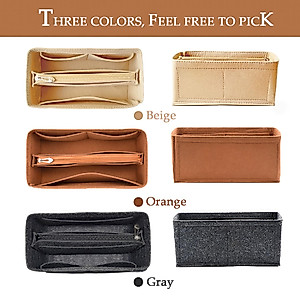 KOPPAL Purse Organizer Insert For Birkin 25 Bag, Felt Insert Organizer With Zipper, Large Capacity,Women’s Handbags Shaper (25,Beige)