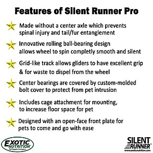 Silent Runner Pro | Sugar Glider Exercise Wheel (Black with Attachment)