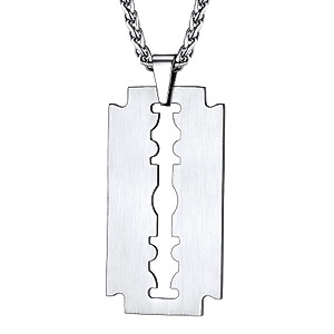 PROSTEEL Mens Chains Punk Dog Tag Pendant Necklaces Stainless Steel Razor Blade Necklace Chain for Men