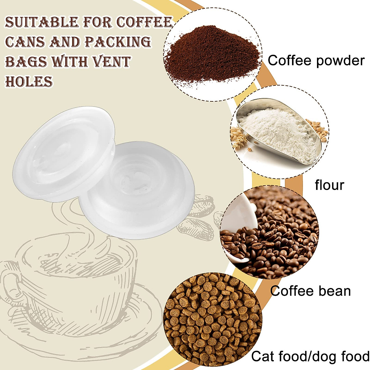 22 Pcs Replacement Valves for Coffee Canisters with 2 Rubber Rings PE Coffee Valve Canister Filter Set Degassing One Way Breather Valve for Coffee Bean Container Coffee Bag Food Bags