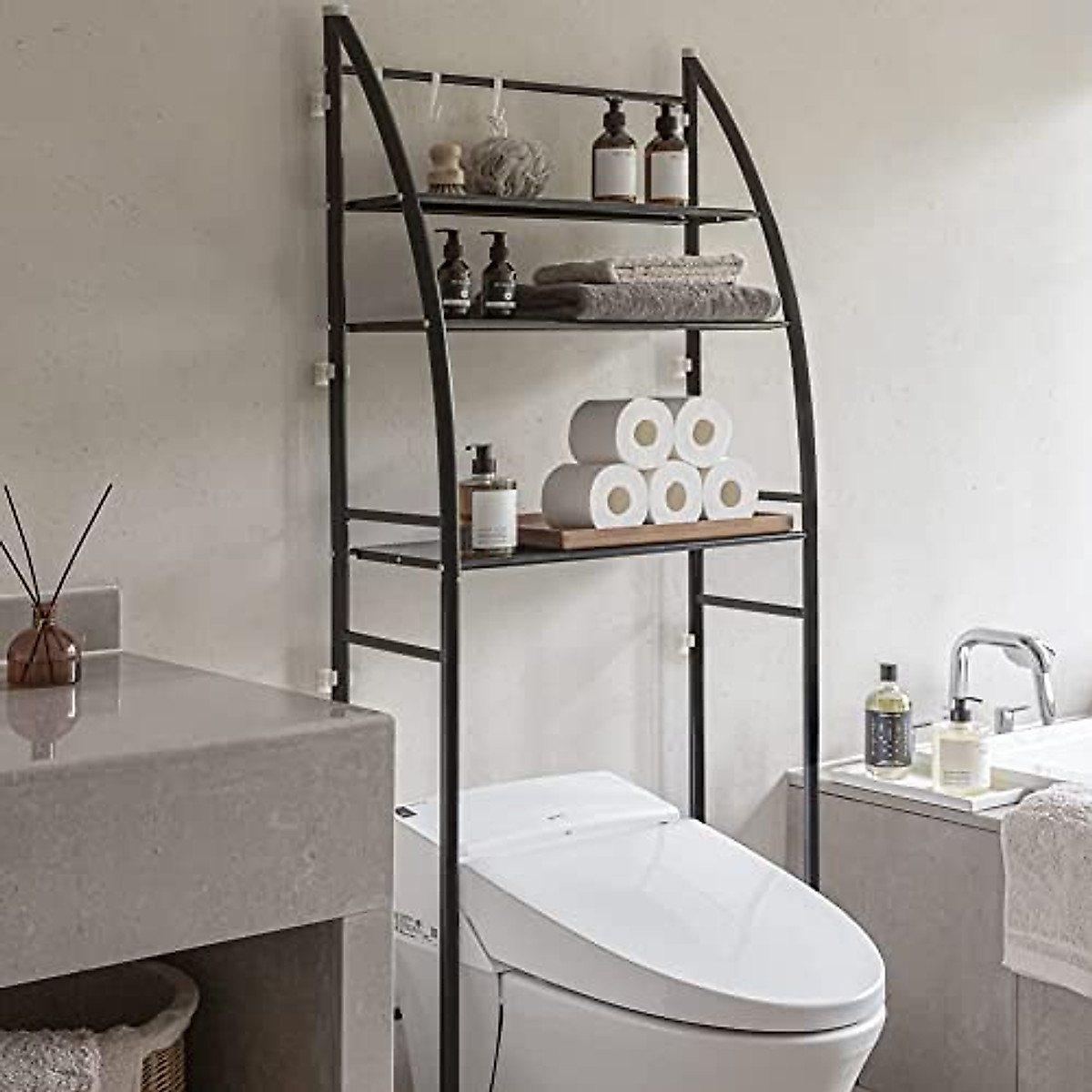 Dulce Domi 3-Shelf Bathroom Organizer Over The Toilet Storage, Bathroom Shelves Over Toilet, 27” L x 10” W x 66”H