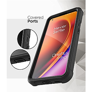 Encased Falcon Armor Designed for OnePlus 9 Case with Built-in Screen Protector and Belt Clip Holster (OnePlus 9 Pro)