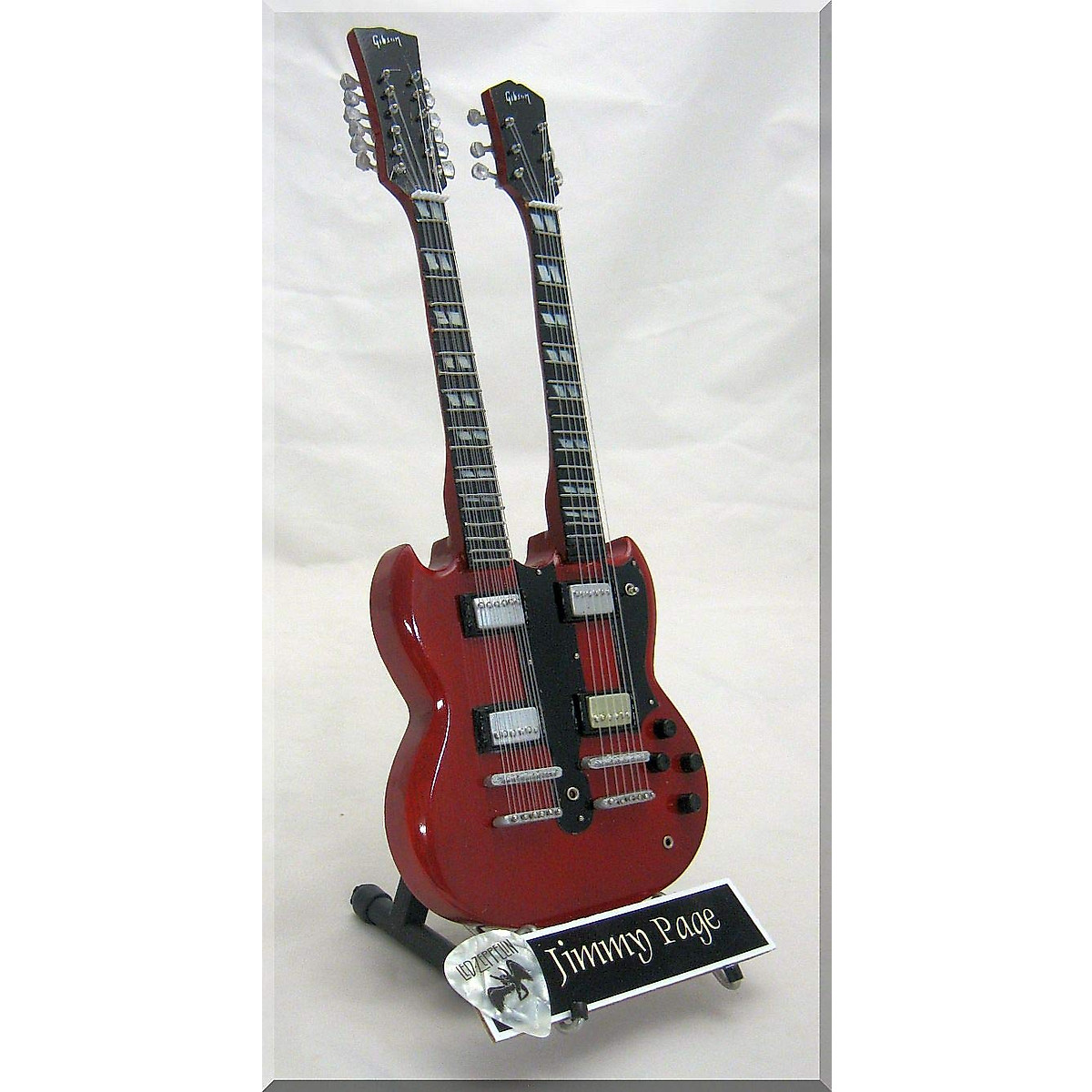 Jimmy Page Miniature Guitar Doubleneck w/ Guitar Pick