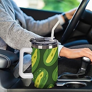 Abstract Cucumbers Pickles 40oz Water Bottle Double Wall Insulated Tumbler with Handle Leakproof Travel Mug White-style