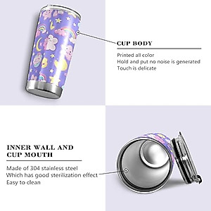 HXshaoye cute cartoon rainbow star purple peach Stainless Steel vacuum insulated water bottle with Lid and Straw travel coffee mug with lid for travel insulated coffee tumbler botellas