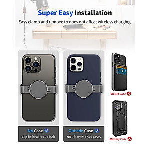CHEEDAY Metal Phone Clamp for Magnetic Car Mount, [Clip & Remove at Anytime] Durable Metal Phone Clip for Most Magnet Phone Holder Compatible with iPhone 12 13 14 Pro Max, Samsung and More, Gray